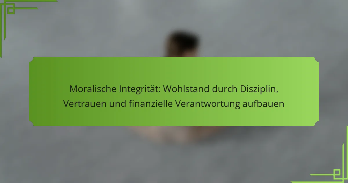 Moralische Integrität: Wohlstand durch Disziplin und Vertrauen aufbauen
